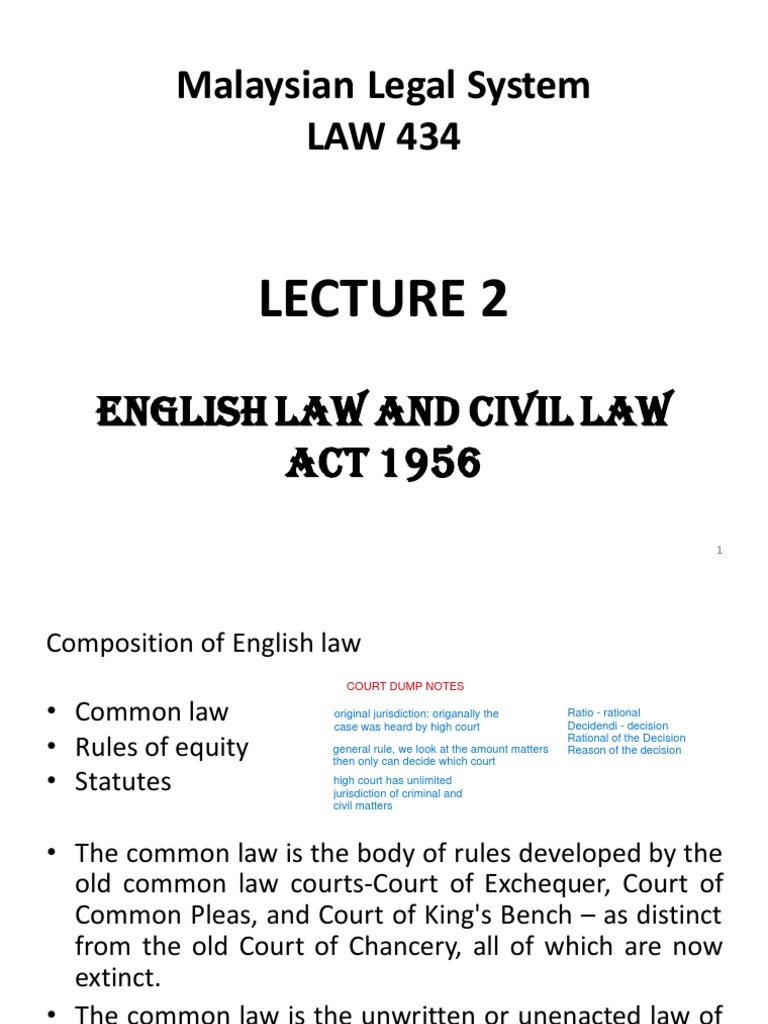 Malaysian Legal System Overview | PDF | Common Law | Equity (Law)