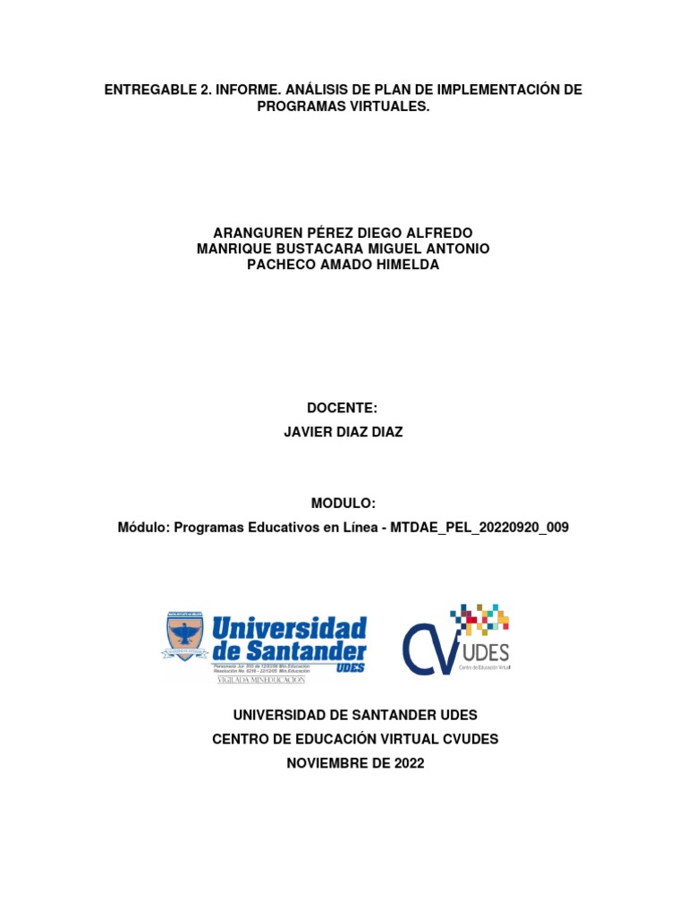 Análisis Del Plan de Implementación de Programas Virtuales | PDF ...