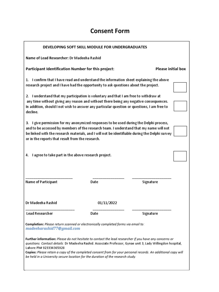 DELPHI Consent Form | PDF