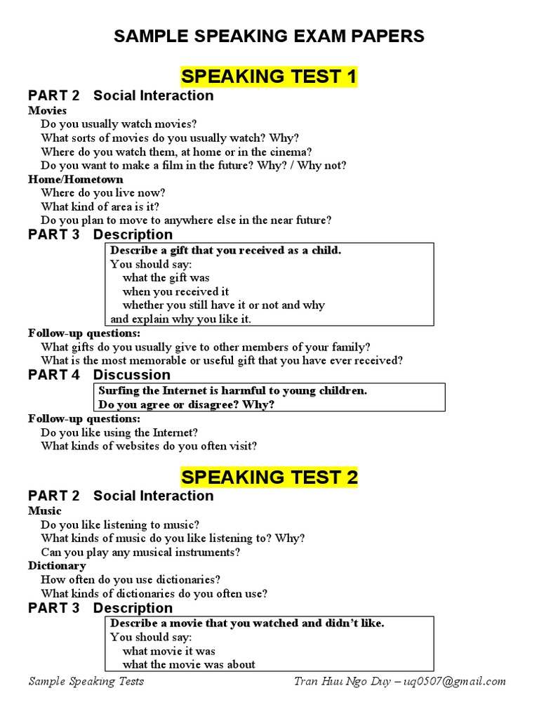 Sample Speaking Exam Papers | PDF | Tobacco Smoking | Addiction