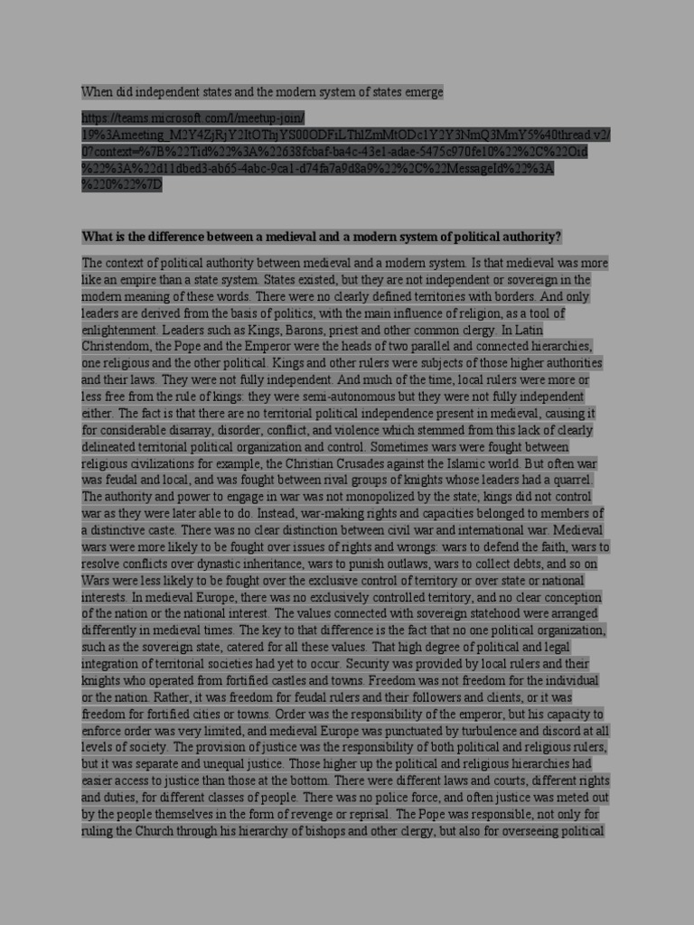 When Did Independent States and The Modern System of States Emerge ...