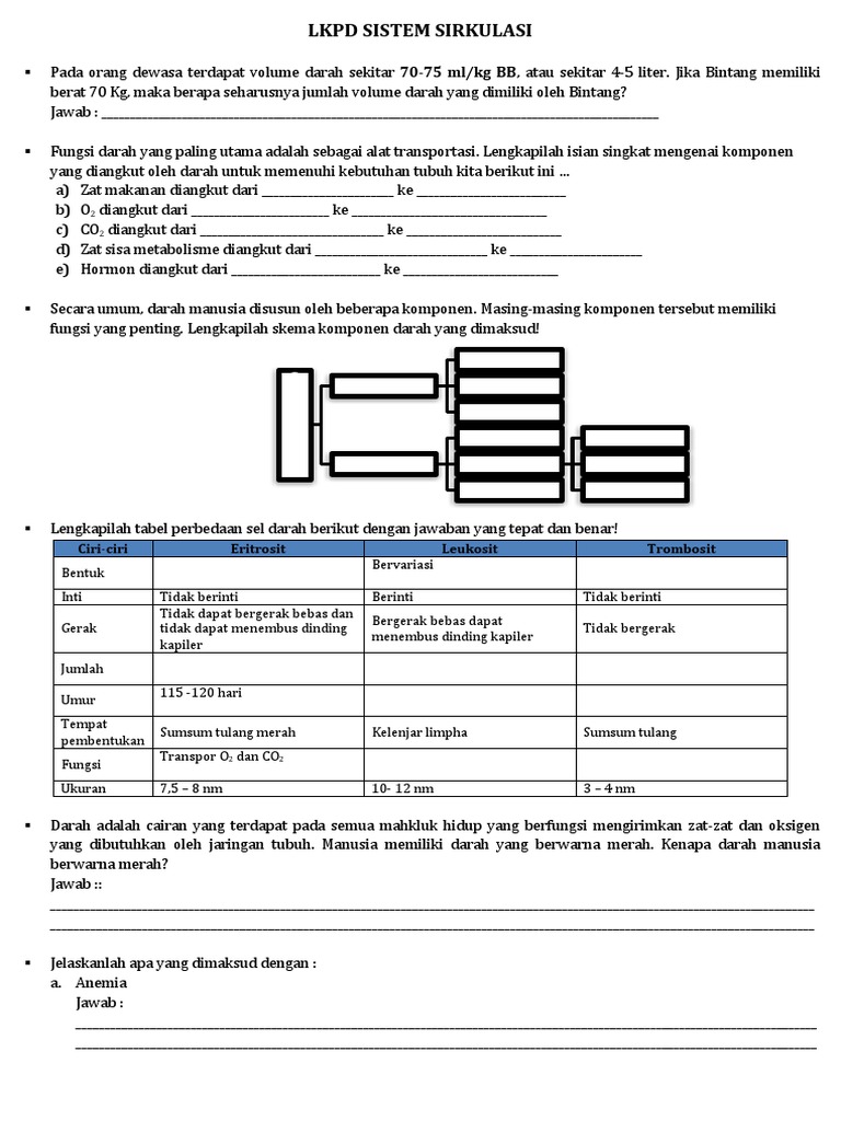 LKPD Sistem Sirkulasi | PDF