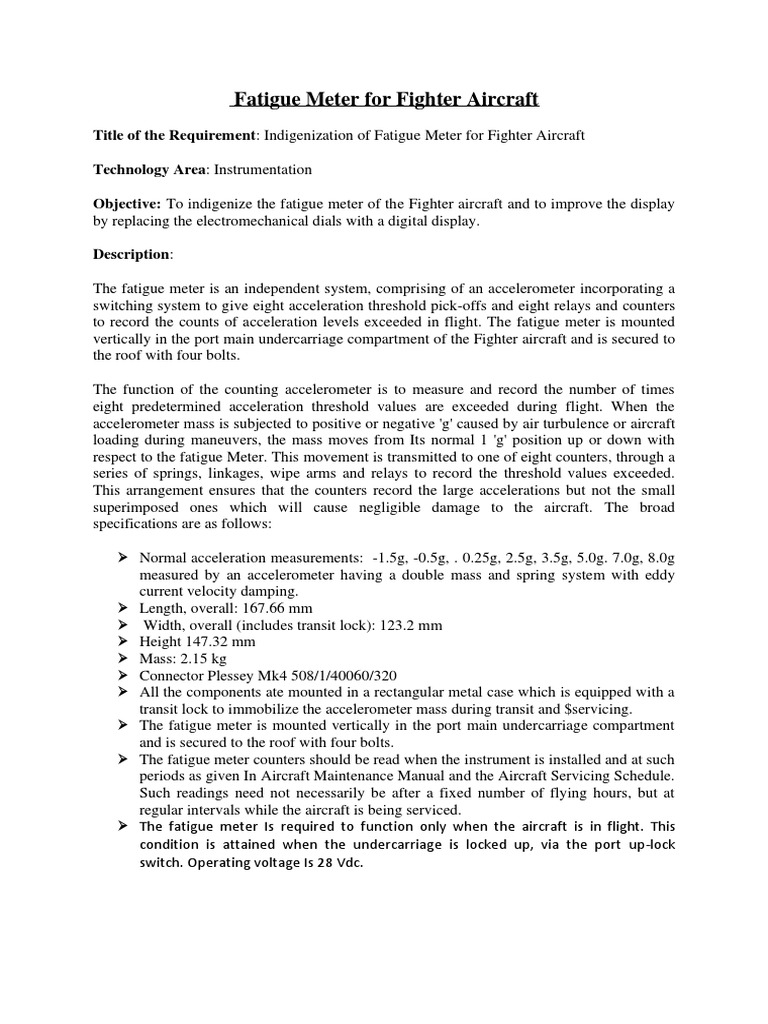 FEASIBILITY - Fighter - Aircraft - FATIGUE - METER - IAF - Modified 2 ...