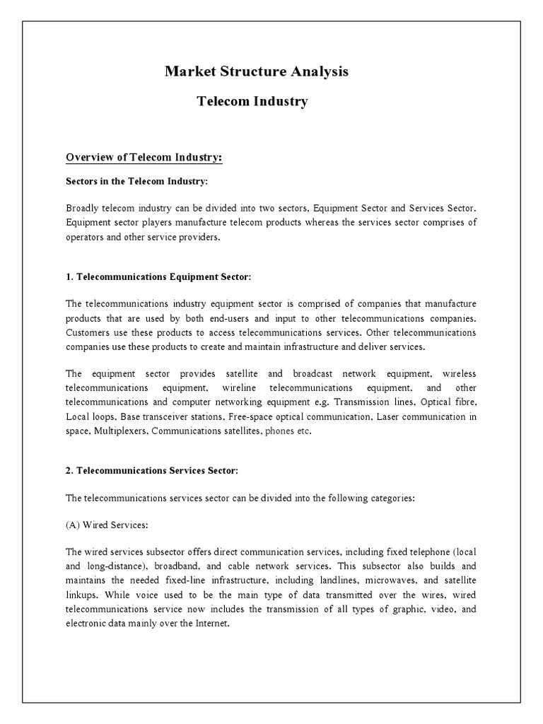 Indian Telecom Market Structure Analysis | PDF | Telecommunications ...