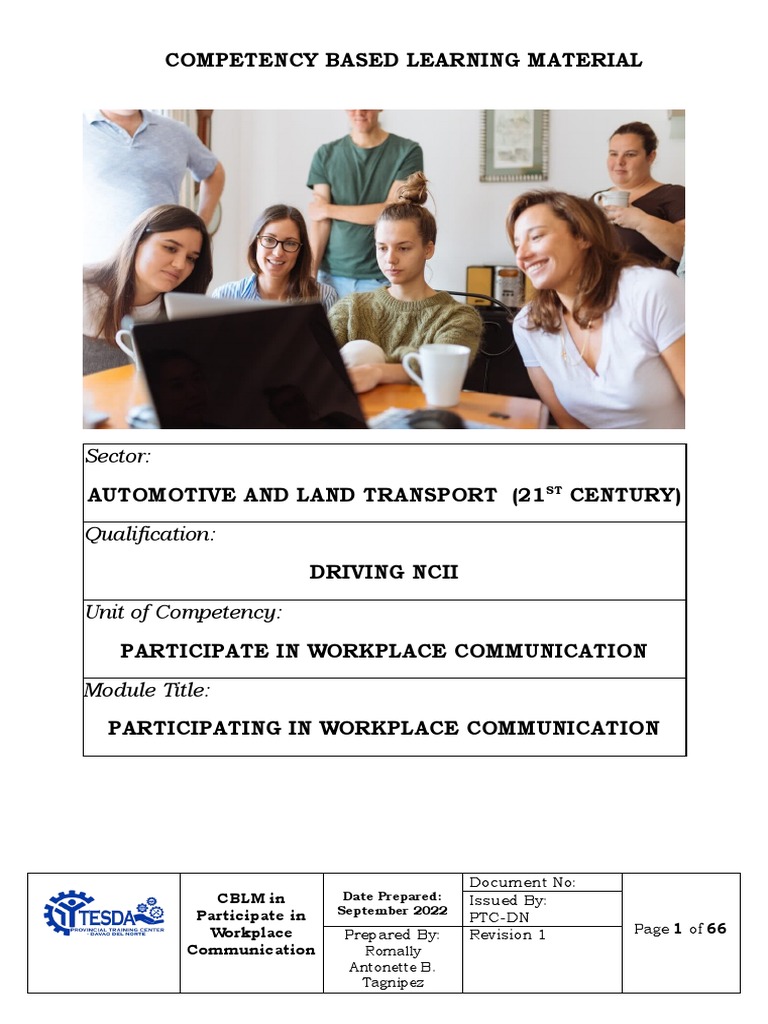 UC1 - Participate in Workplace Communication Driving NCII | PDF | Part ...