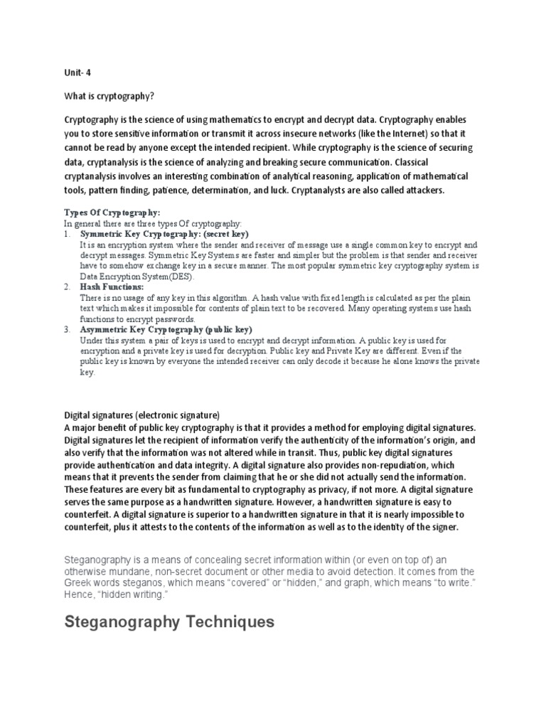 Unit 4 | PDF | Cryptography | Key (Cryptography)