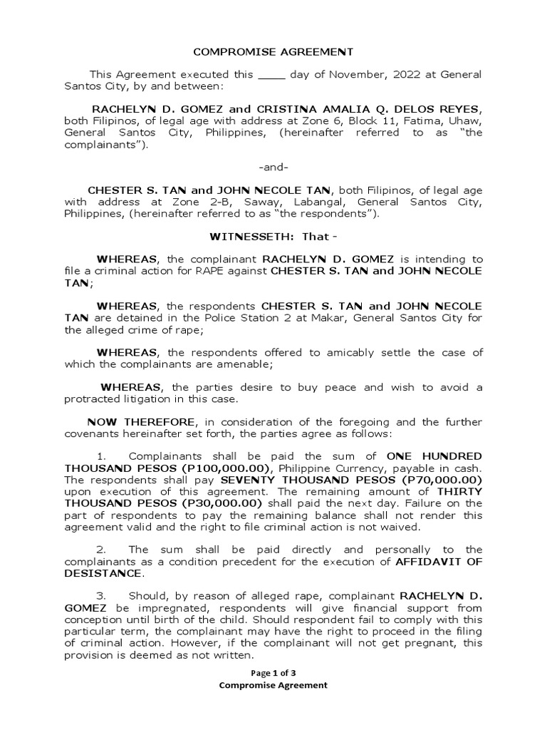 Compromise Agreement | PDF | Government | Common Law