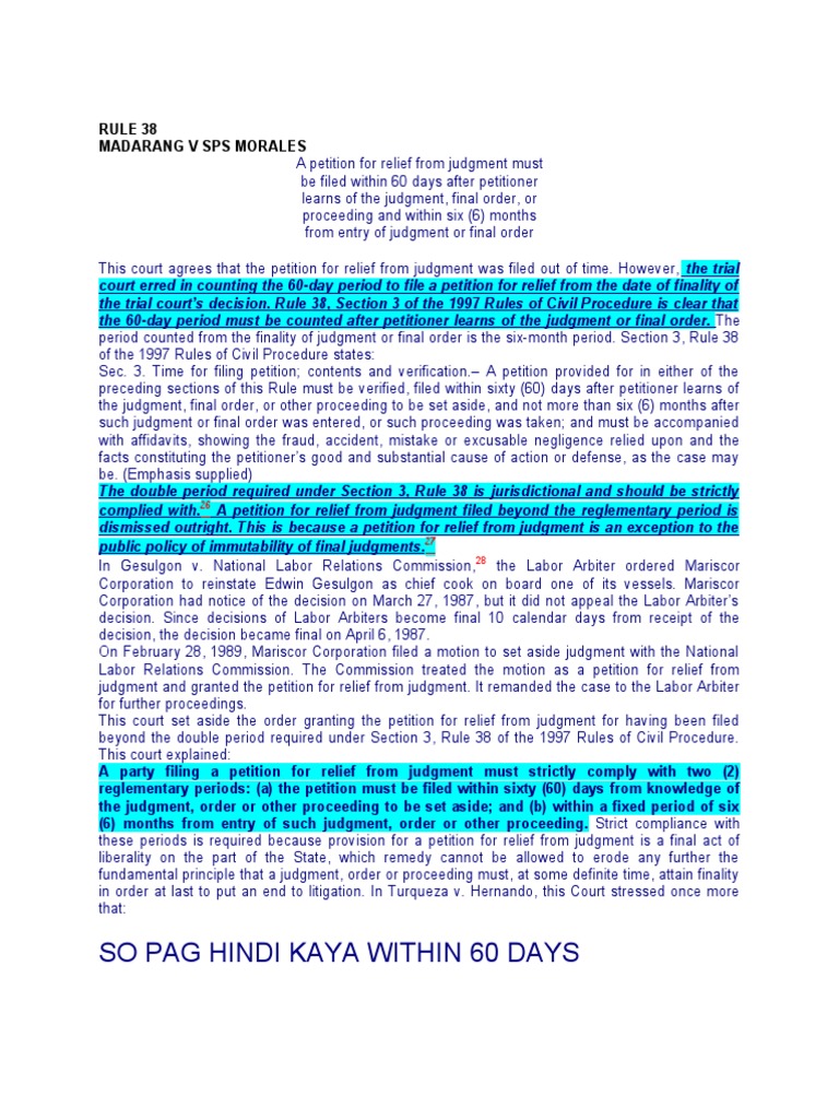 Relief from Judgment: Rule 38 Guidelines | PDF | Judgment (Law) | Lawsuit
