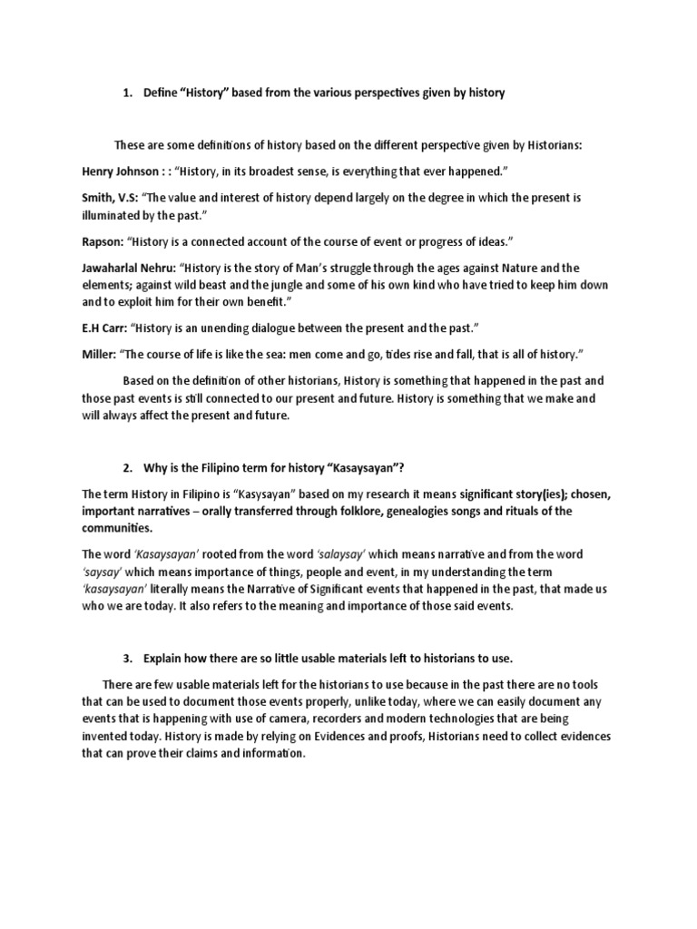 Definitions of History from Different Perspectives | PDF | Narrative ...