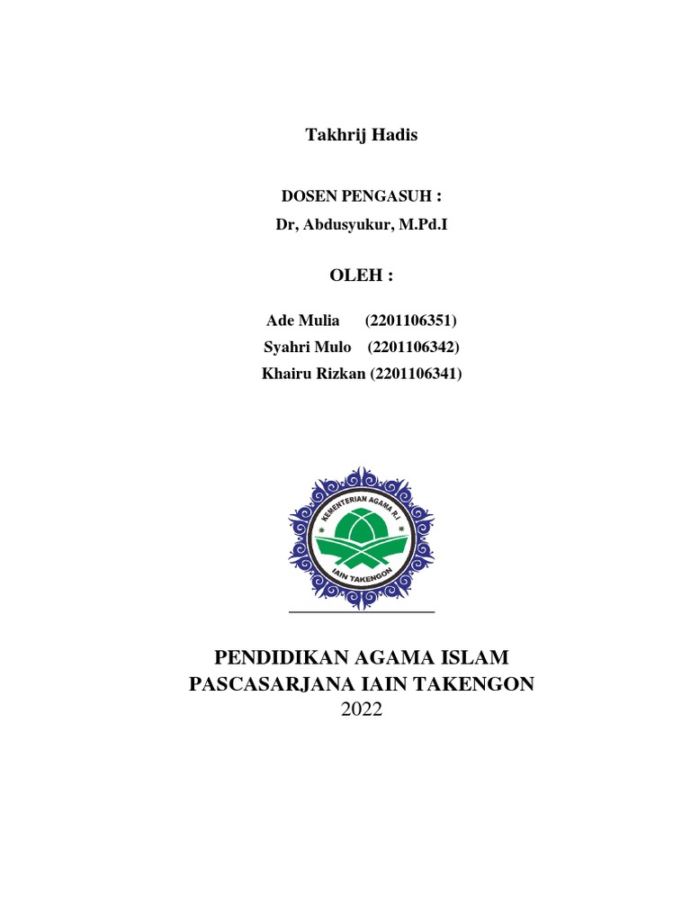 Pentingnya Takhrij Hadis dalam Islam | PDF | Filsafat