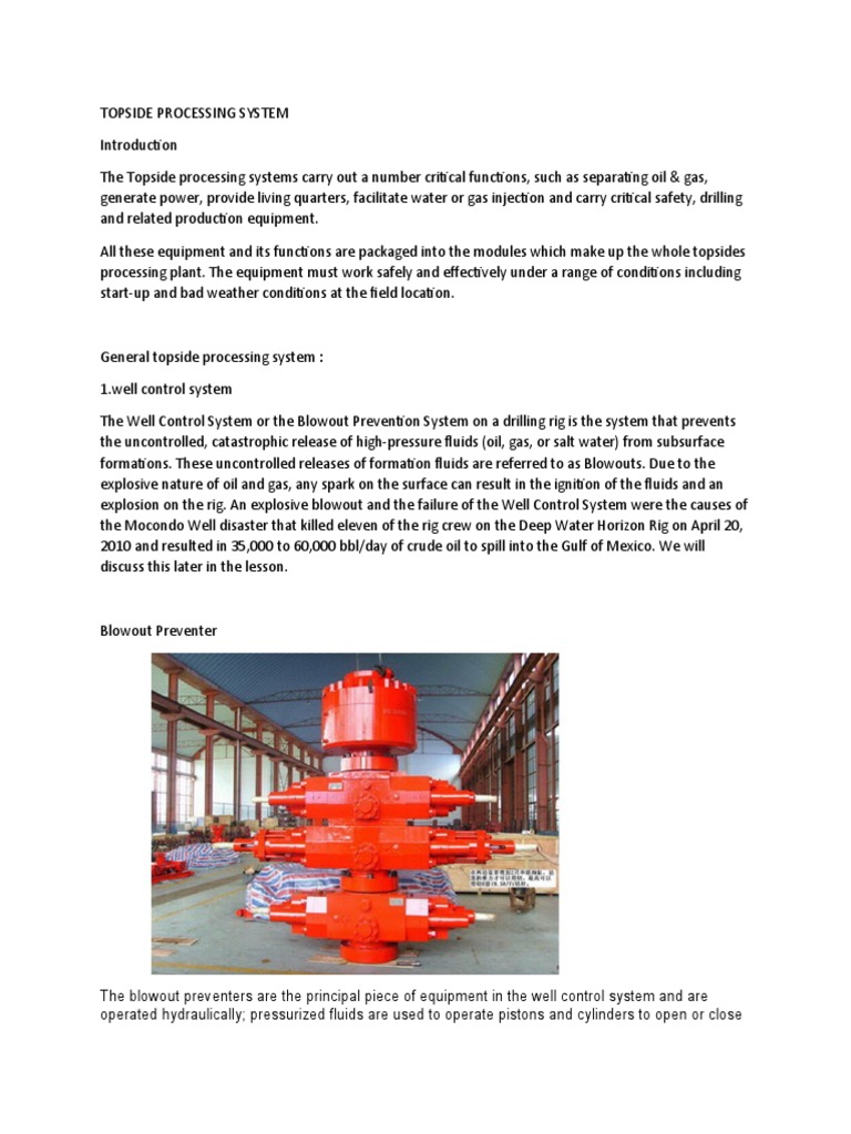 Topside Processing System Overview | PDF | Blowout (Well Drilling ...