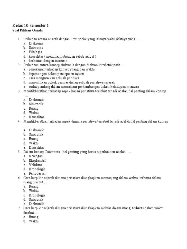 Latihan Soal 10 Sejarah Indonesia | PDF | Sejarah