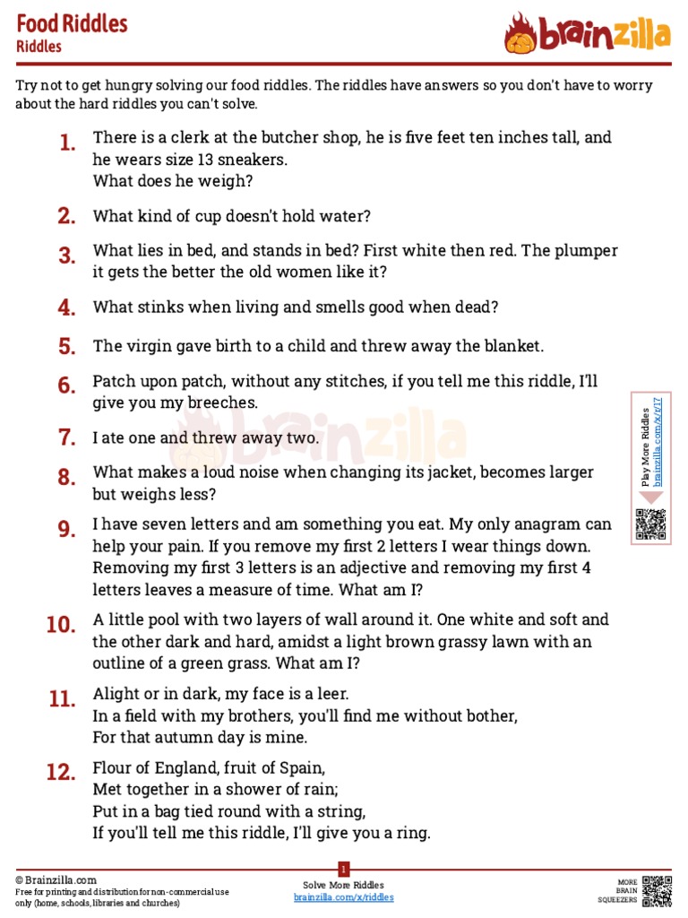 Food Riddles | PDF | Foods | Mexican Cuisine