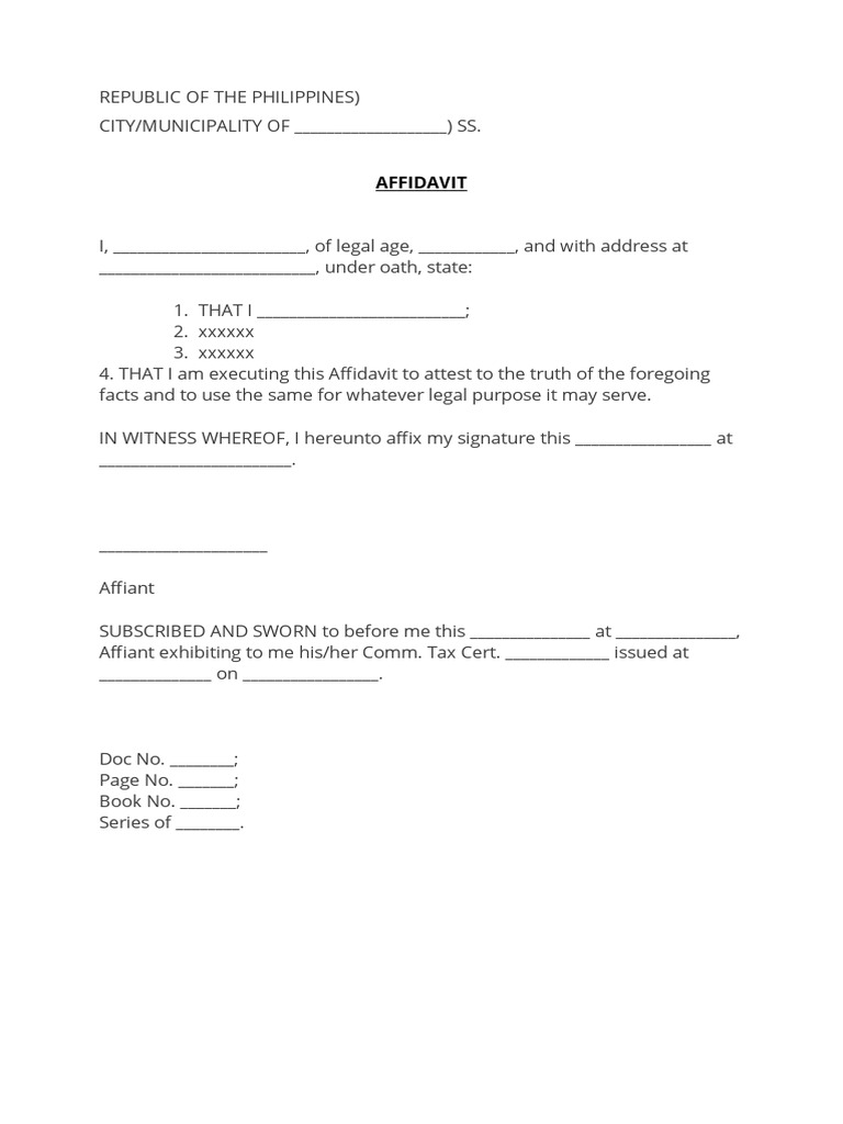 Affidavit General Form | PDF
