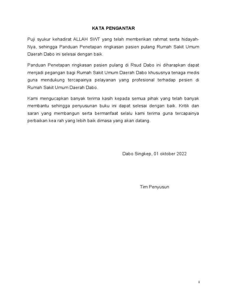 Akp 5.1 Ep 1 Panduan Penetapan Pasien Pulang | PDF