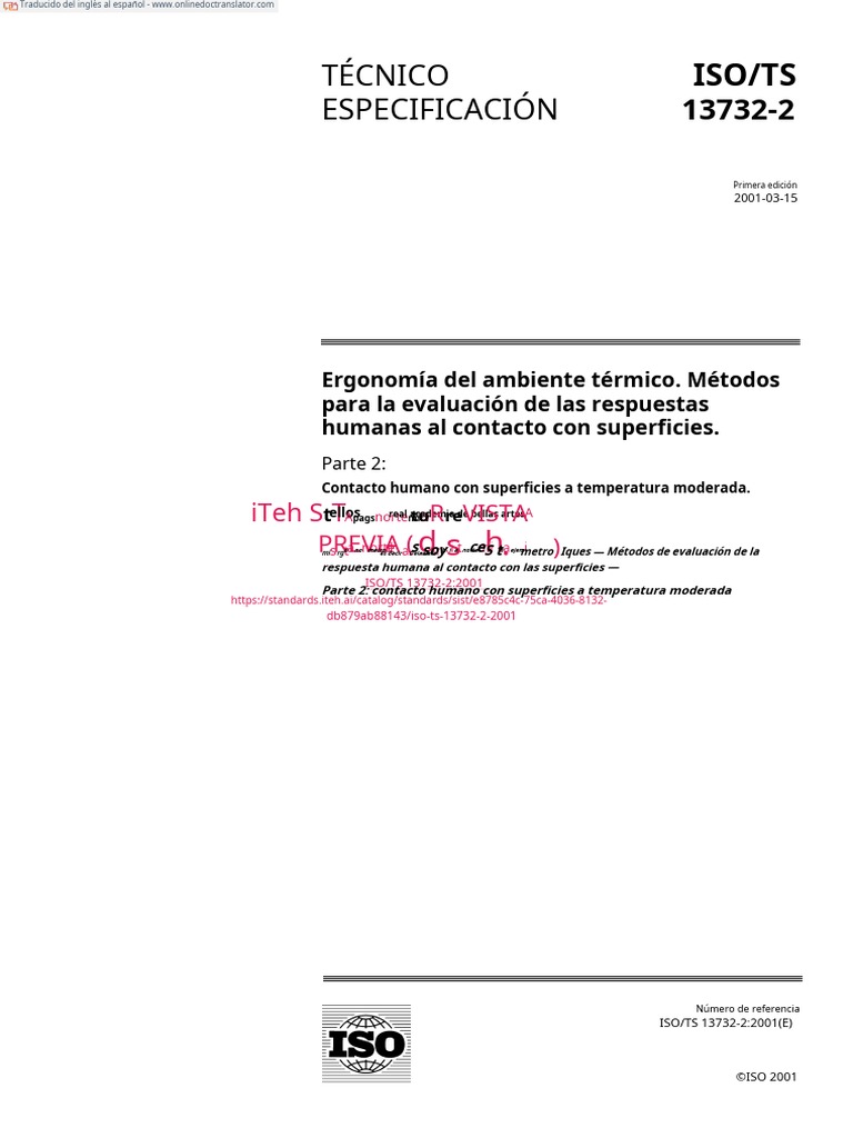Iso TS 13732 2 | PDF | Organización internacional para la ...