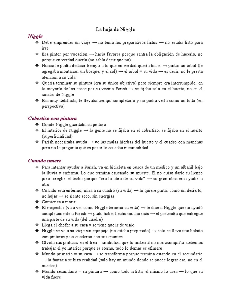 La Hoja de Niggle | PDF | Pinturas | Alma