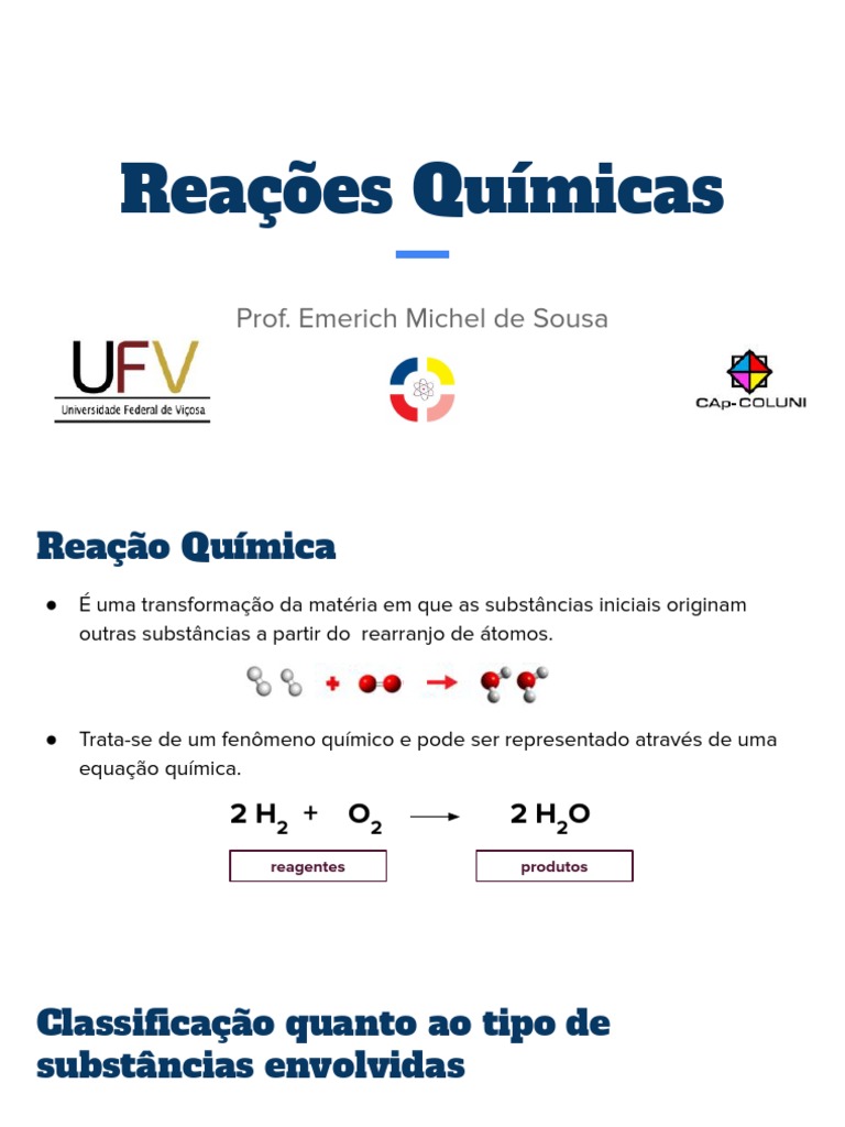 Classificação Das Reações Químicas | Download grátis PDF | Reações ...