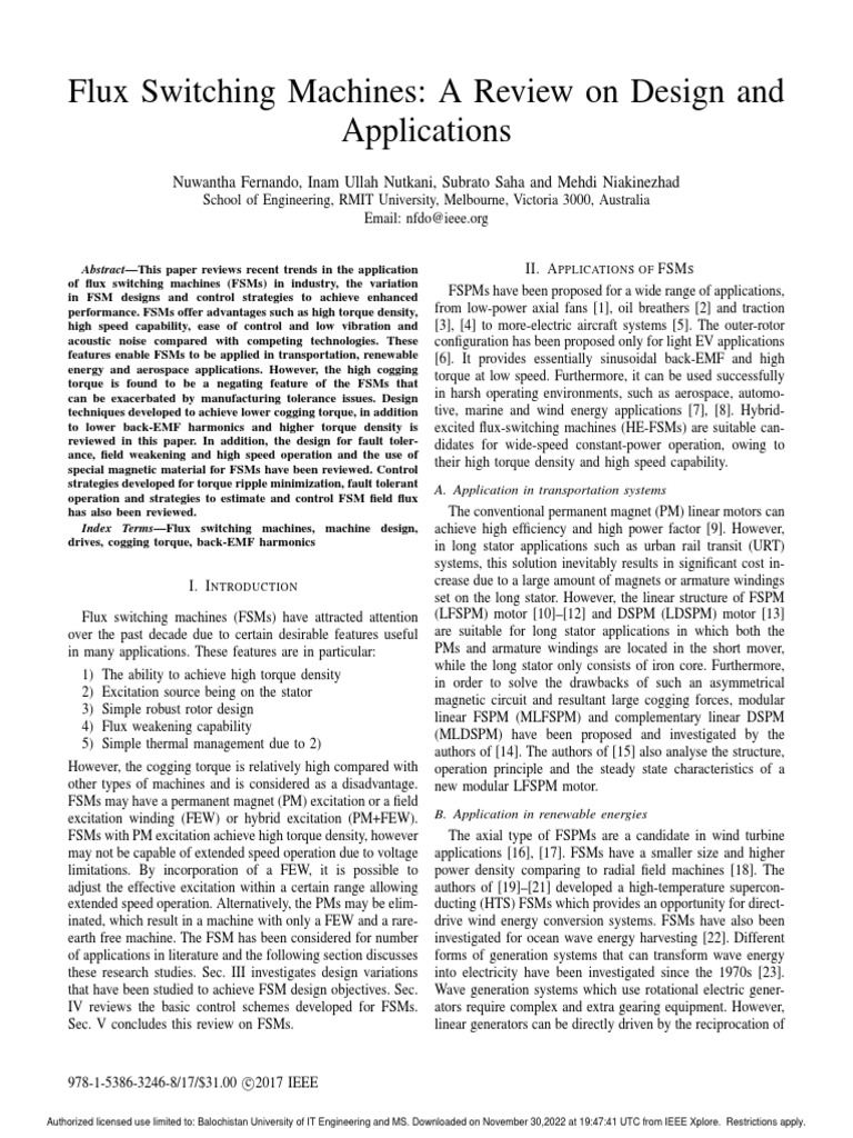 Flux Switching Machines A Review On Design and App 221201 004857 | PDF ...