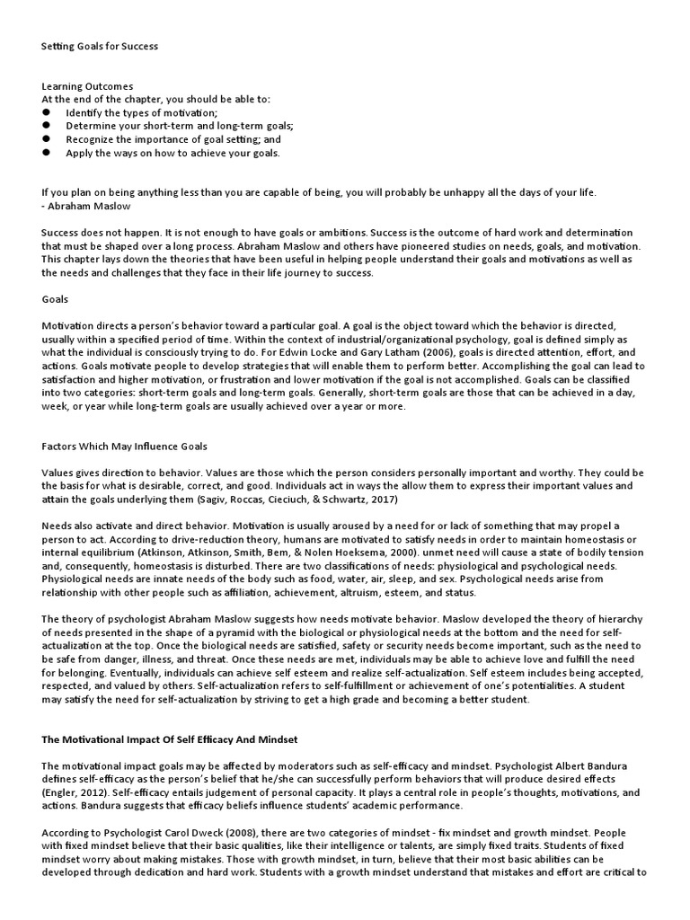 Setting Goals For Success UTS Reporting | PDF