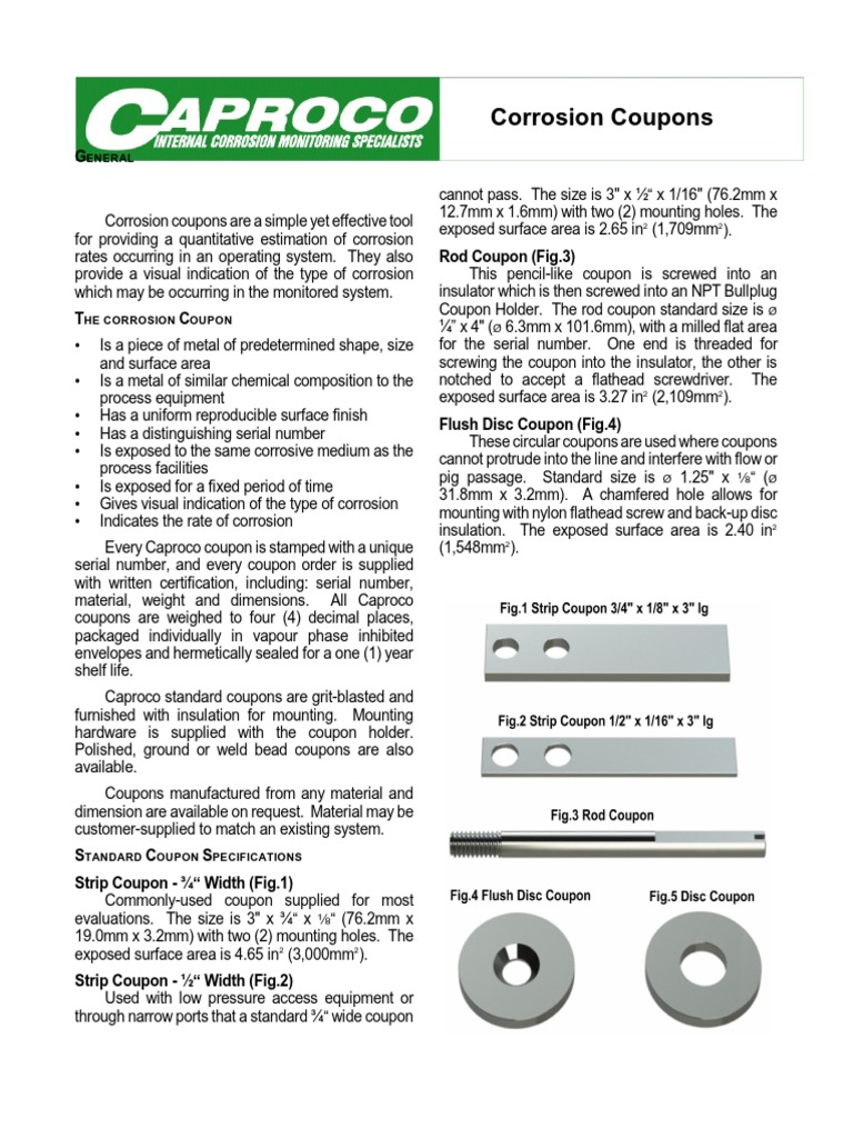 Corrosion Coupons | PDF | Screw | Stainless Steel