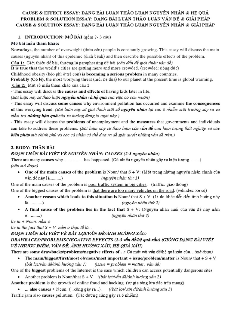 Cause Effect Solution Essay | PDF