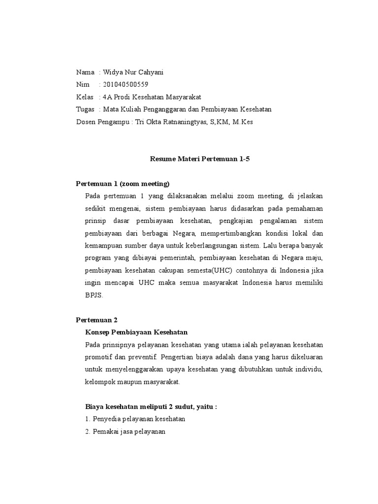 Resume PPK TM 1-5 - Widya Nur - 4A | PDF