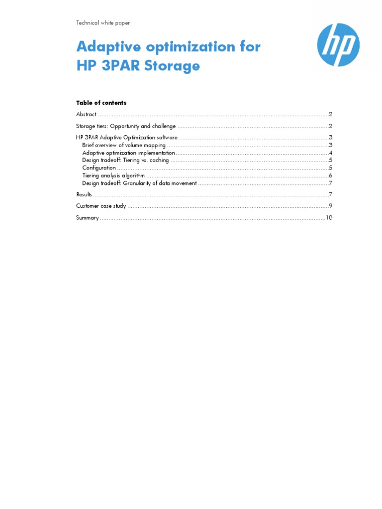 Adaptive Optimization For HP 3PAR Storage White Paper | PDF | Computer Data Storage | Cache ...