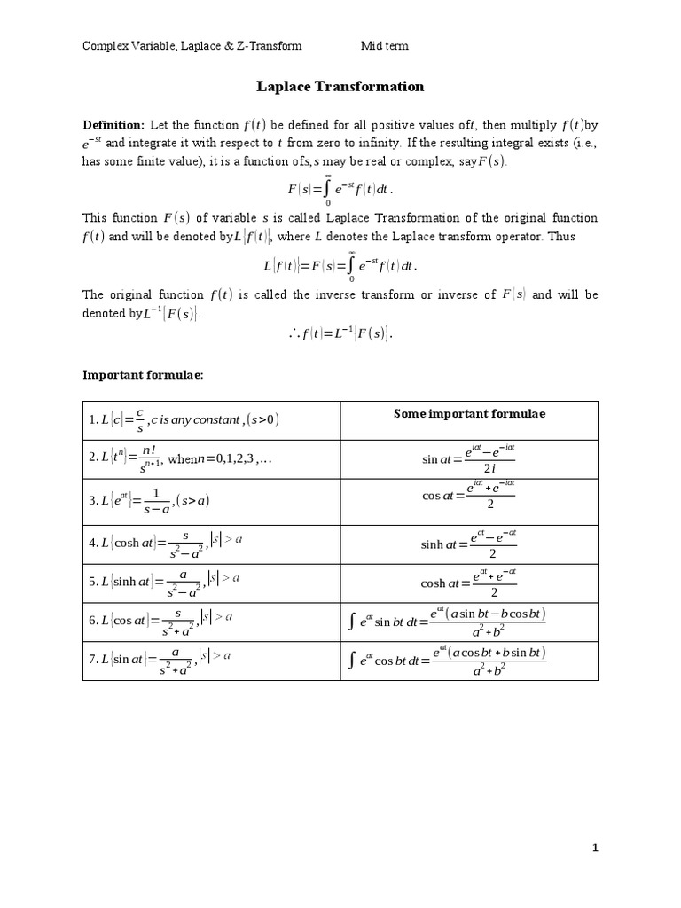 Math3 - CH - Laplace Transform (1) - Fall22-23 | PDF | Laplace Transform | Function (Mathematics)
