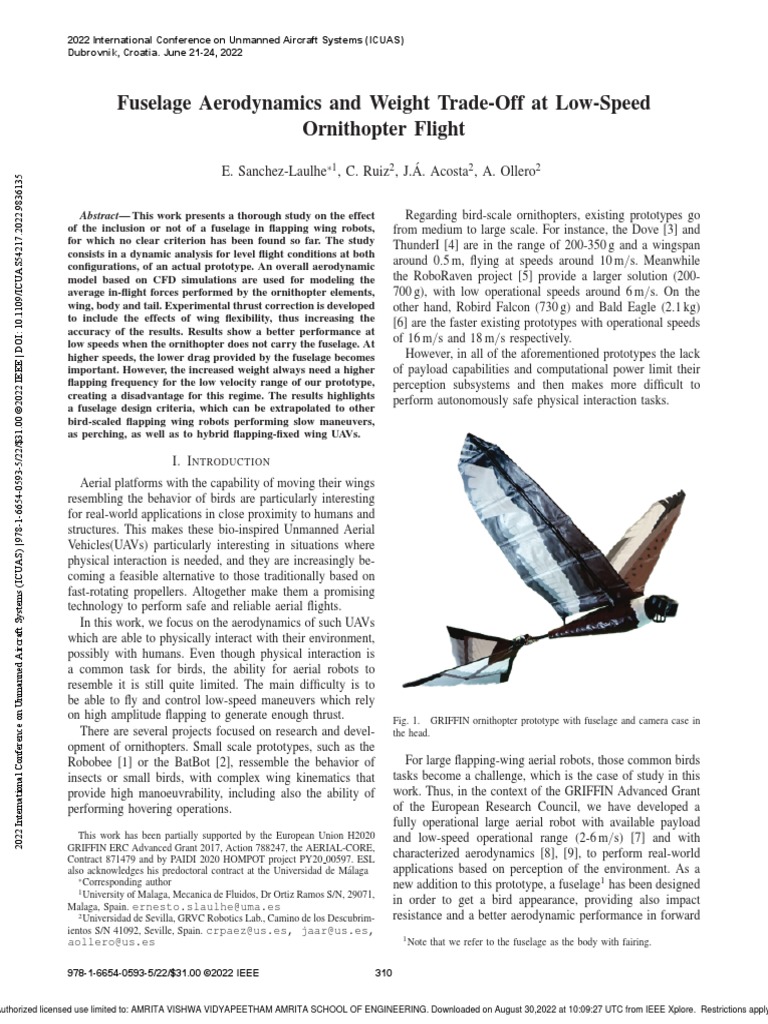 Fuselage Aerodynamics and Weight Trade-Off at Low-Speed Ornithopter ...