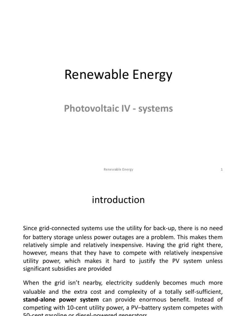 Stand-Alone PV Systems Overview | PDF | Photovoltaic System | Photovoltaics