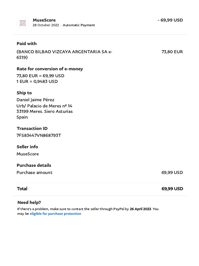 PayPal - Transaction Details | PDF