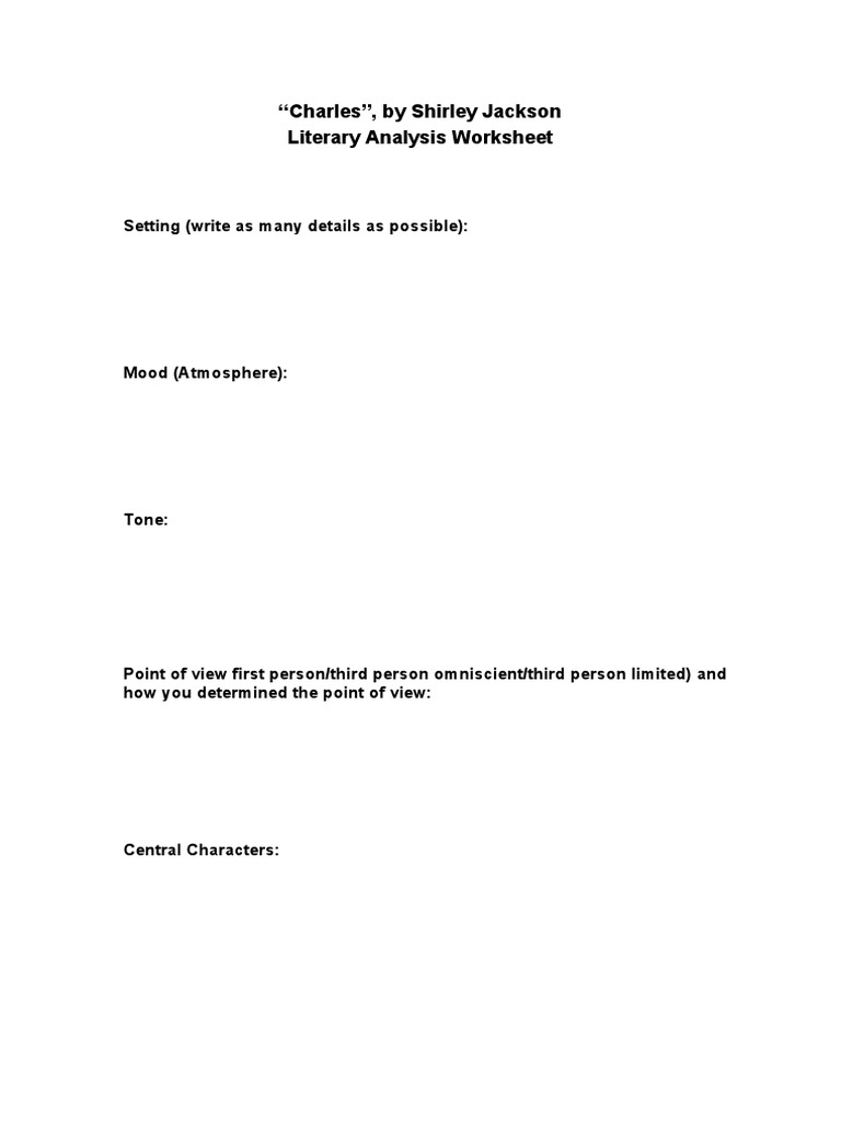 Literary Analysis of "Charles" | PDF