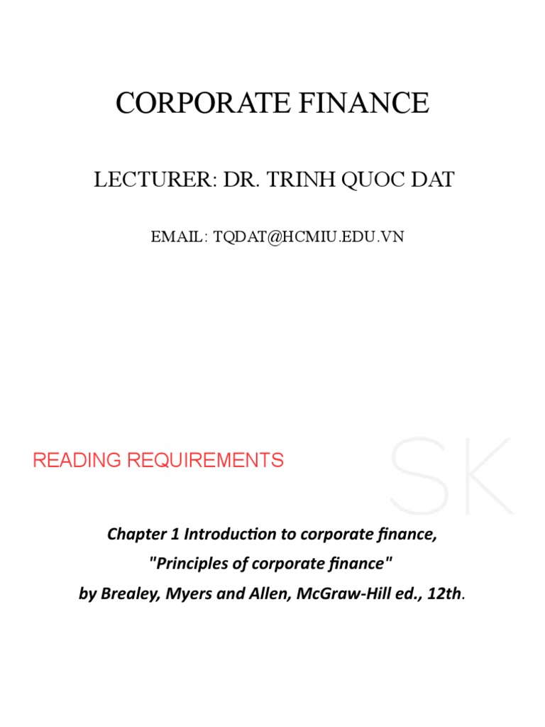 Corporate Finance Lecture 1 | PDF | Cash Flow Statement | Balance Sheet