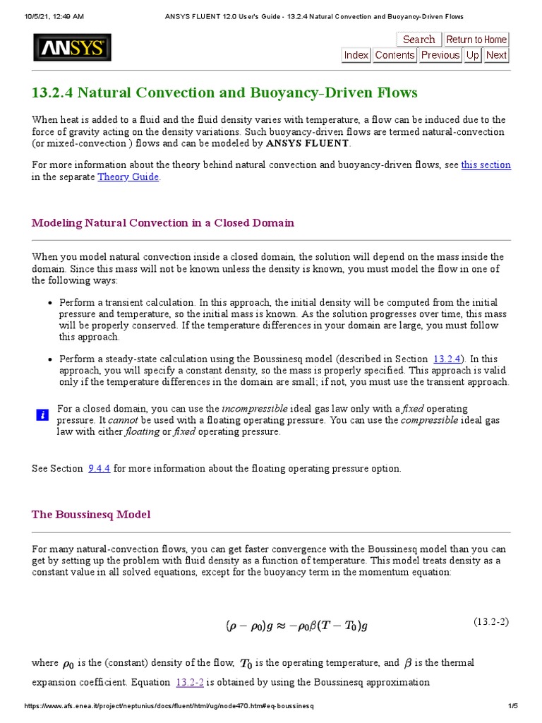 ANSYS FLUENT 12.0 User's Guide - 13.2.4 Natural Convection and Buoyancy-Driven Flows | PDF ...