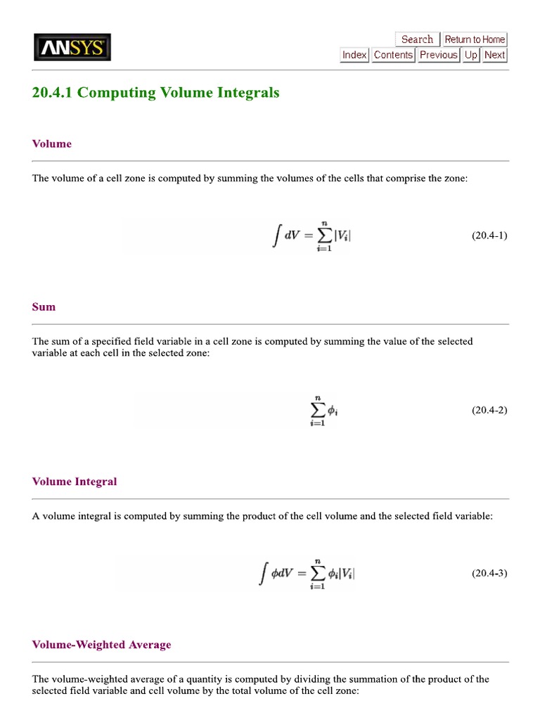 ANSYS FLUENT 12.0 User's Guide - Volume Integral | PDF