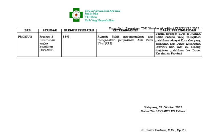 Formulir TDD Hiv-Aids 2022 | PDF