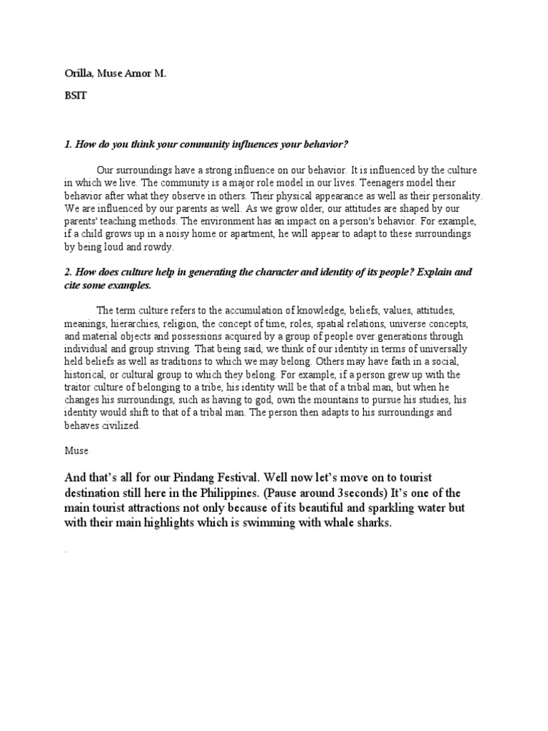 How Do You Think Your Community Influences Your Behavior? | PDF