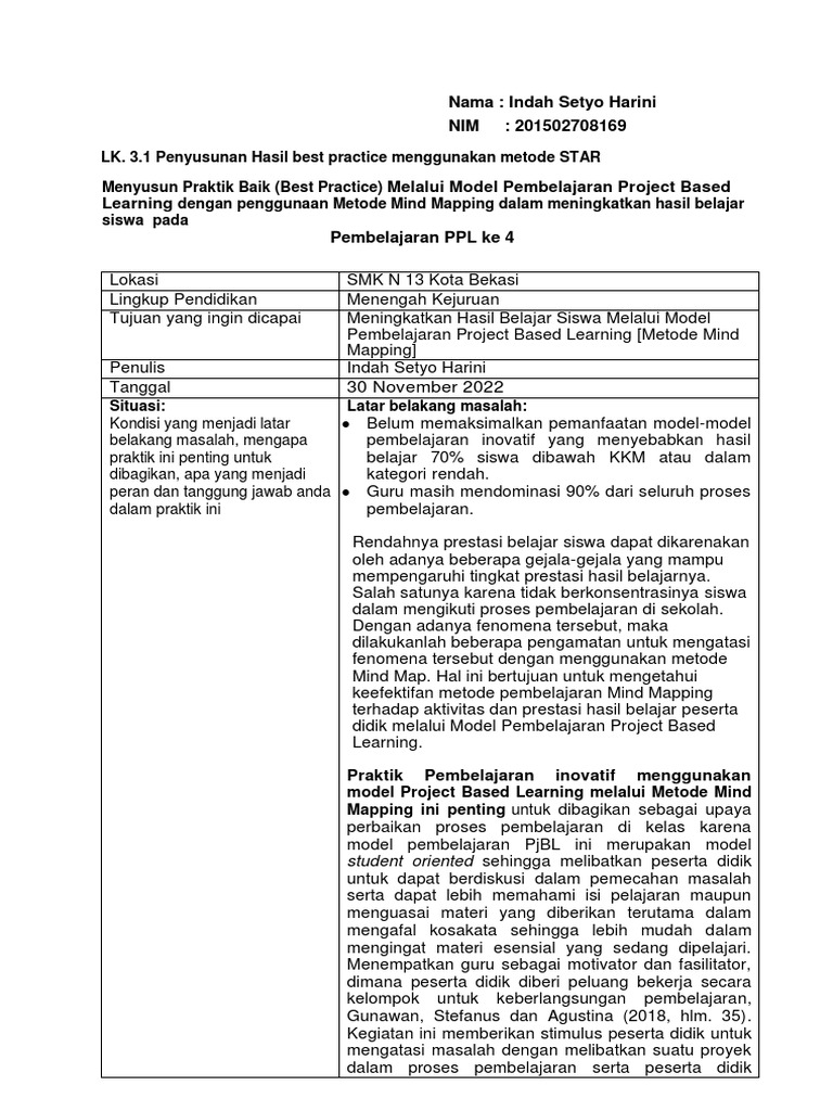 Best Practice PJBL Mind Mapping | PDF