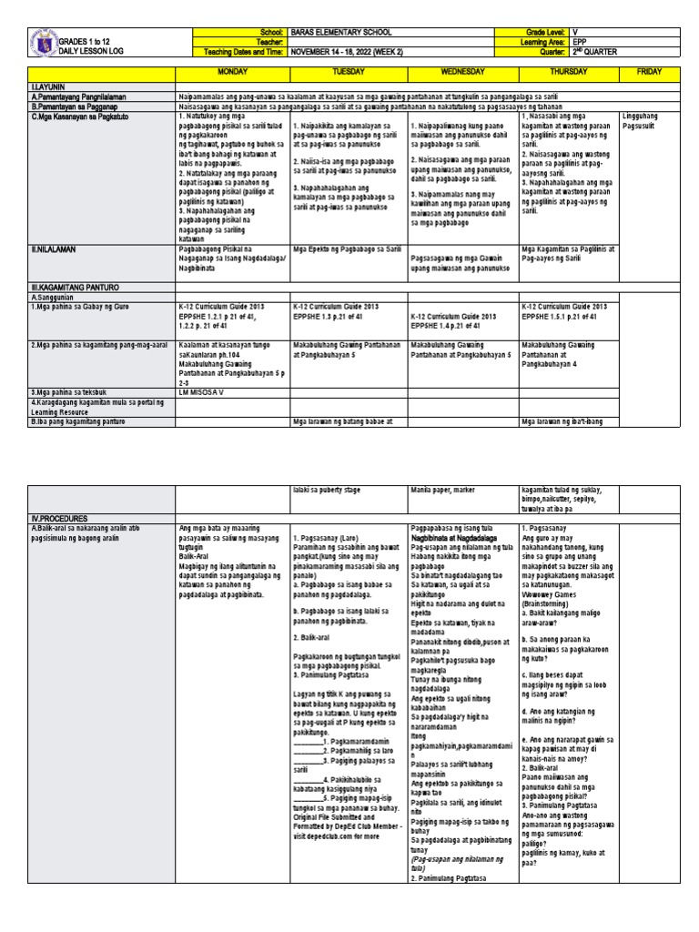 DLL - Epp 5 - Q2 - W2 | PDF