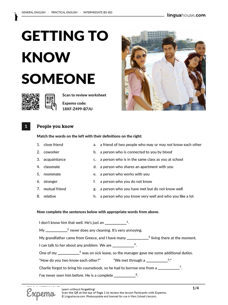 Getting To Know Someone American English Student Ver2 BW | PDF | Cognition | Communication