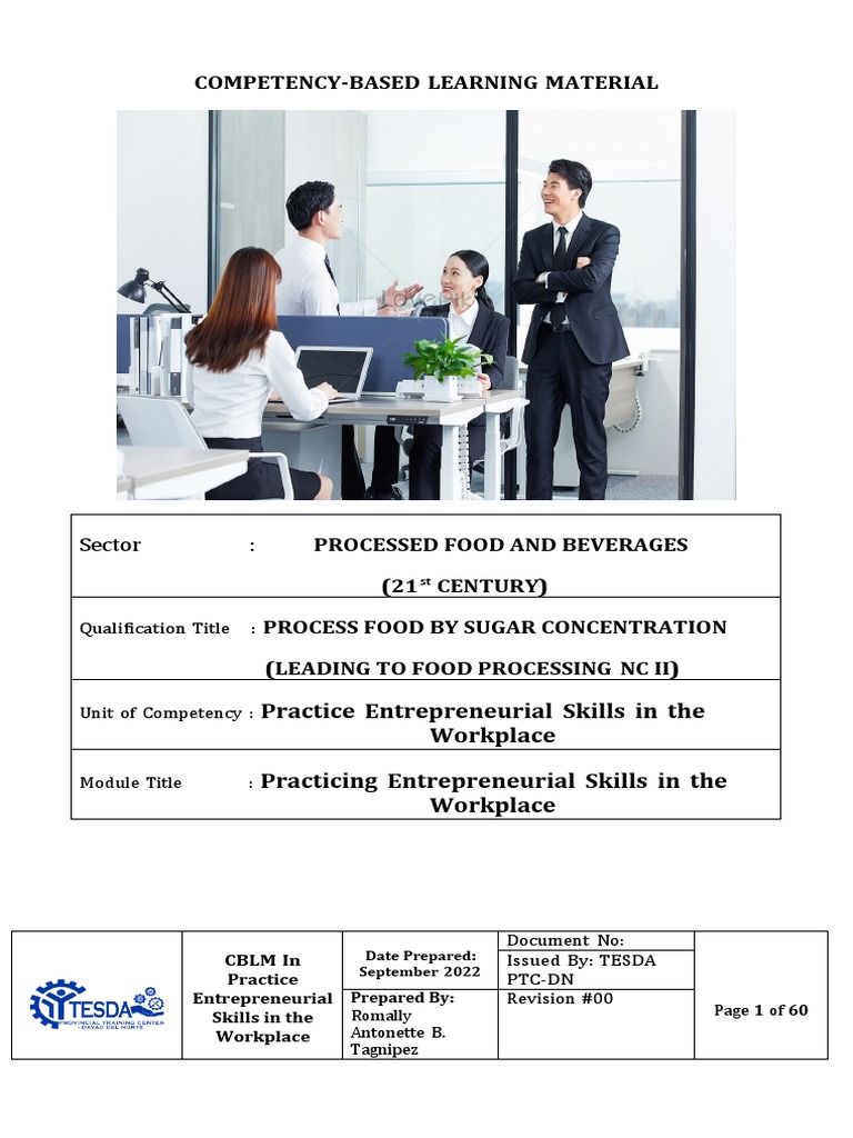 Entrepreneurial Skills for Food Processing | PDF | Entrepreneurship ...