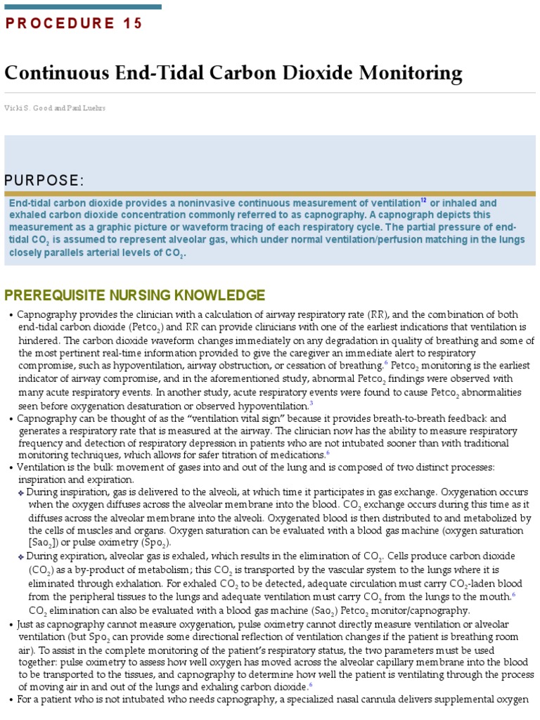 Continuous End Tidal Carbon Dioxide Monitoring | PDF | Breathing ...