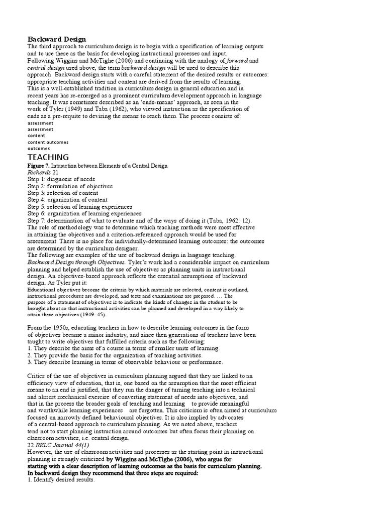 Backward Design | PDF | Teaching Method | Curriculum
