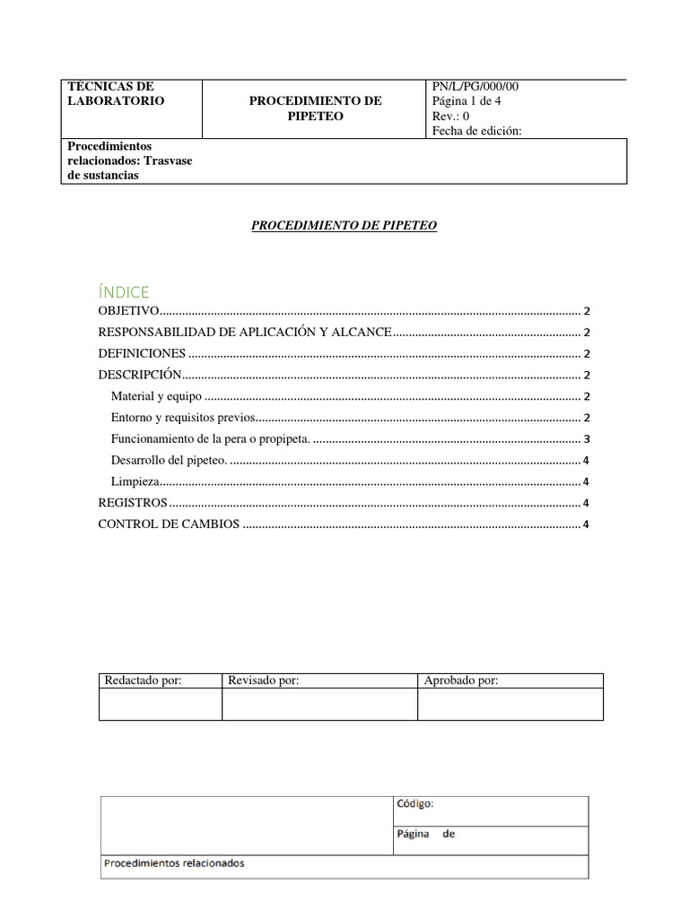 Procedimiento de Pipeteo en Laboratorio | PDF | Medición | Líquidos