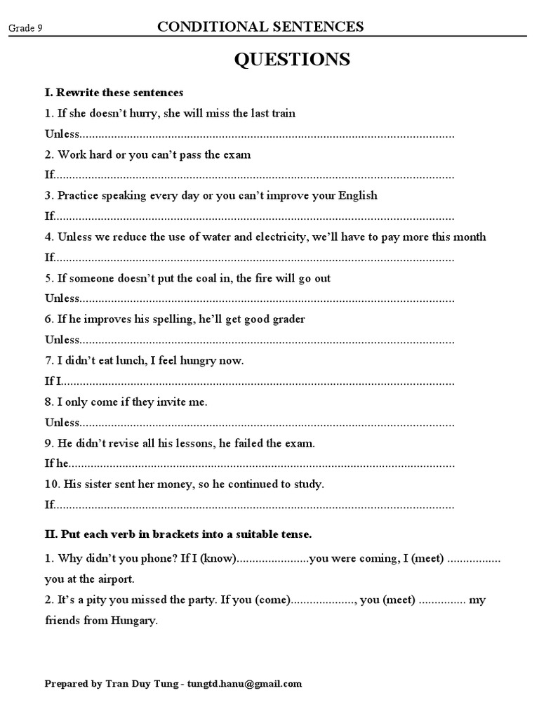 Conditional Sentence Test 1 | PDF