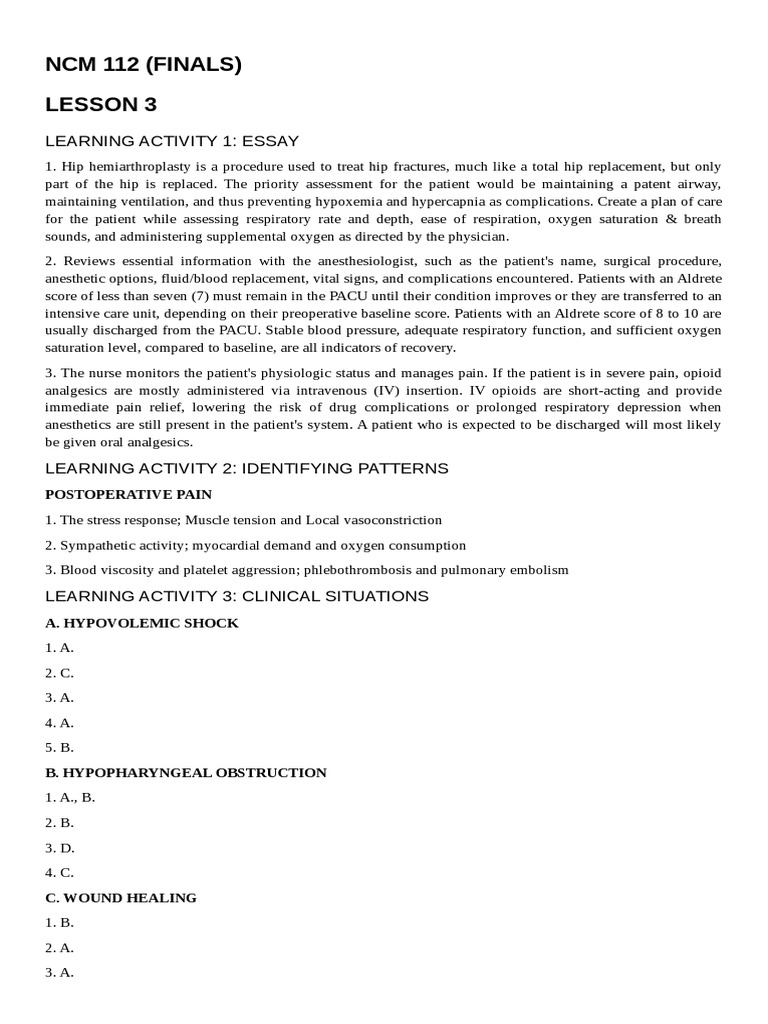 NCM 112 FINALS LESSON 3 | PDF