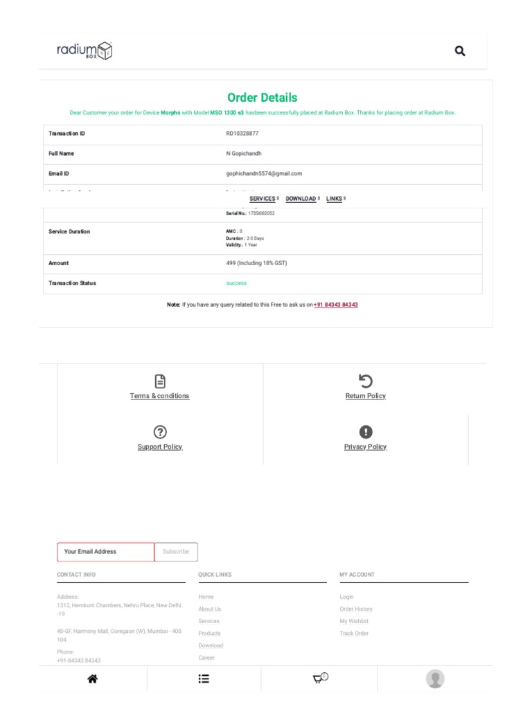 Order Status - Radium Box - Online Biometric Digital Business Services ...