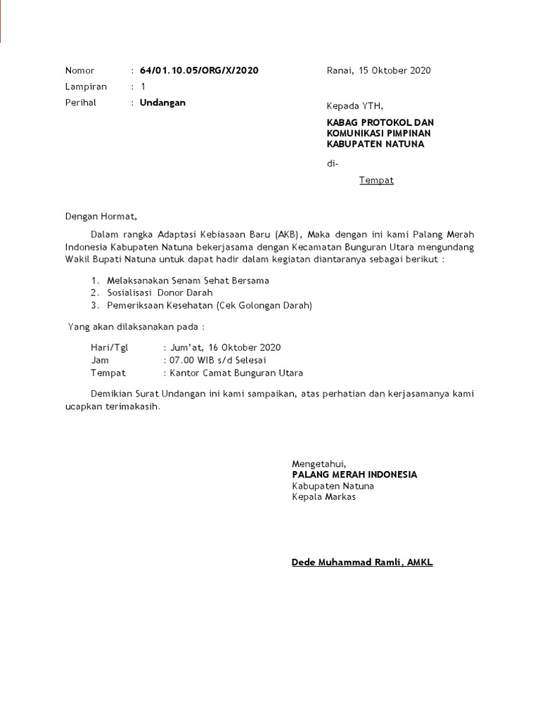 Surat Pemberitahuan Pmi | PDF