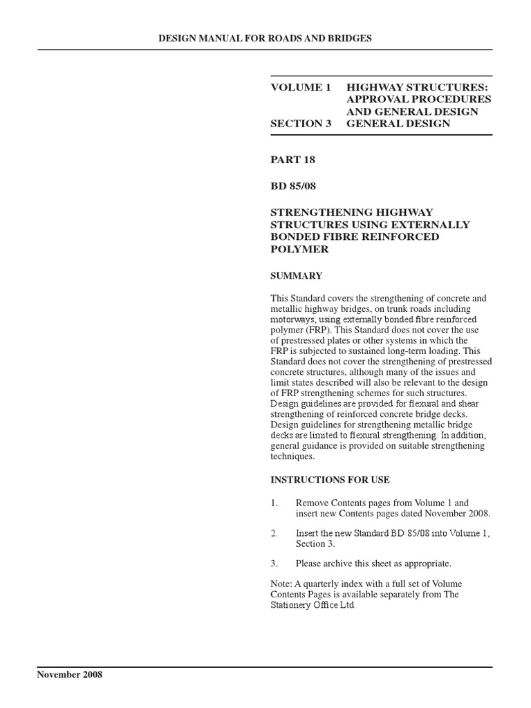 HA DMRB Volume 1 Section 3 Part 18 BD 85-08 | PDF | Fibre Reinforced ...